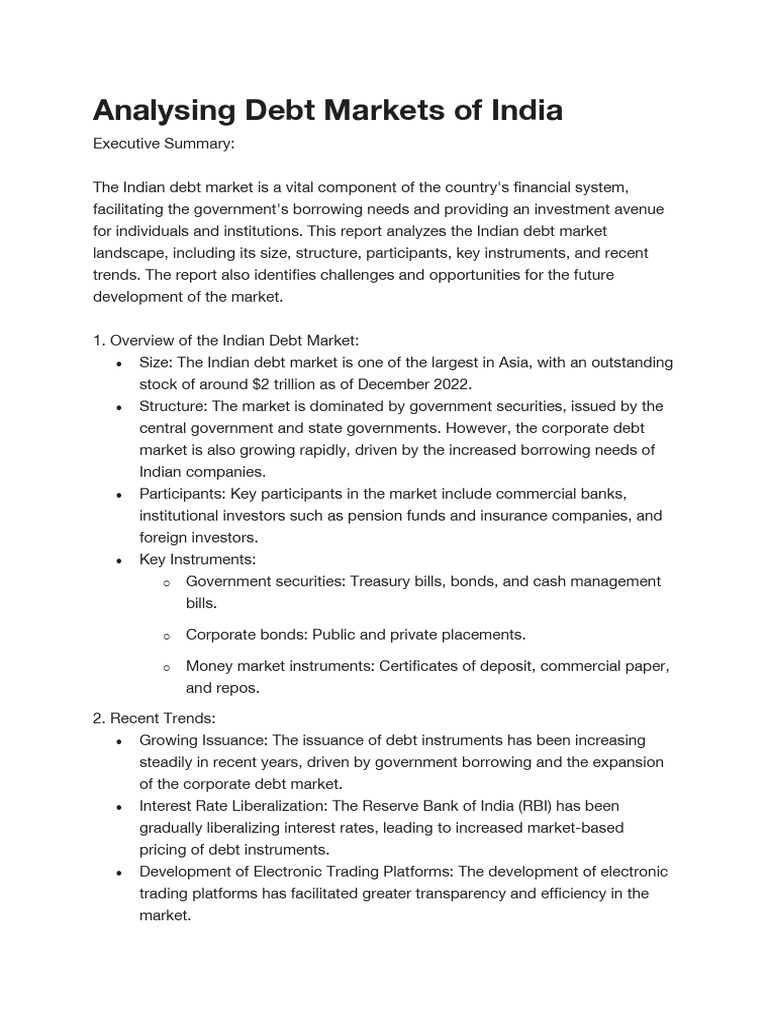 Analysing Debt Markets of India | PDF
