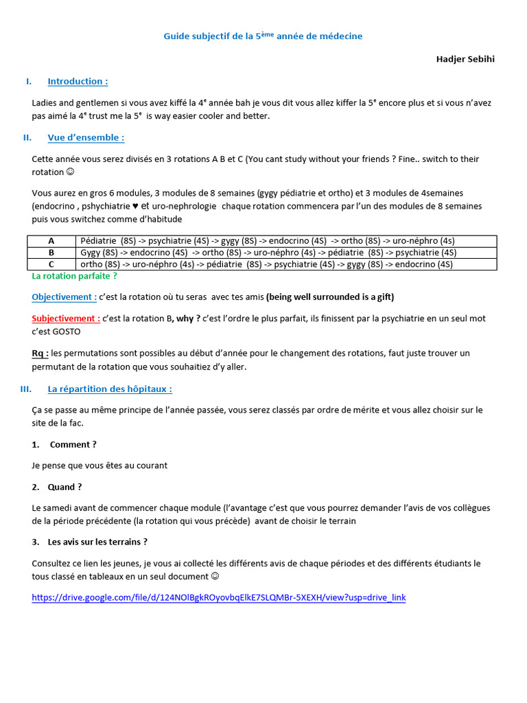 Guide subjectif de médecine | PDF