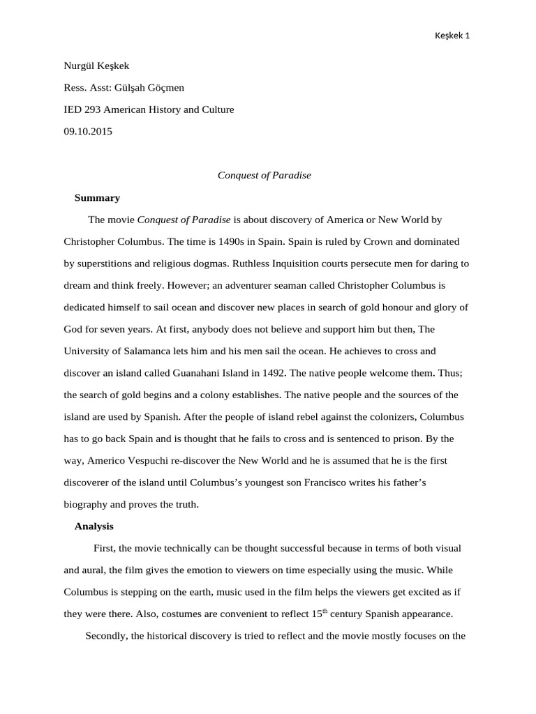 Conquest of Paradise | PDF