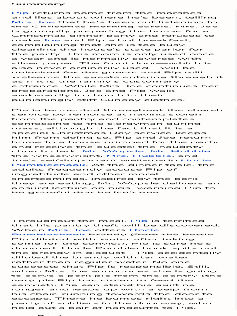 Great Expectations Book 1, Chapter 4 Summary | PDF