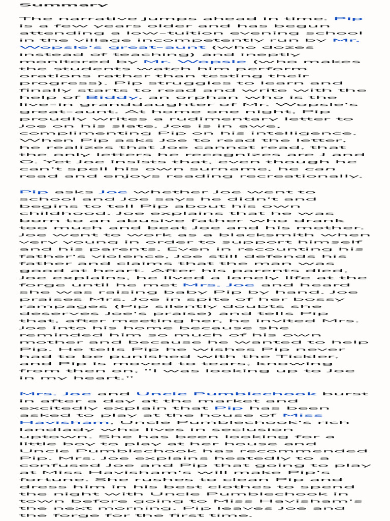 Great Expectations Book 1, Chapter 7 Summary & An | PDF