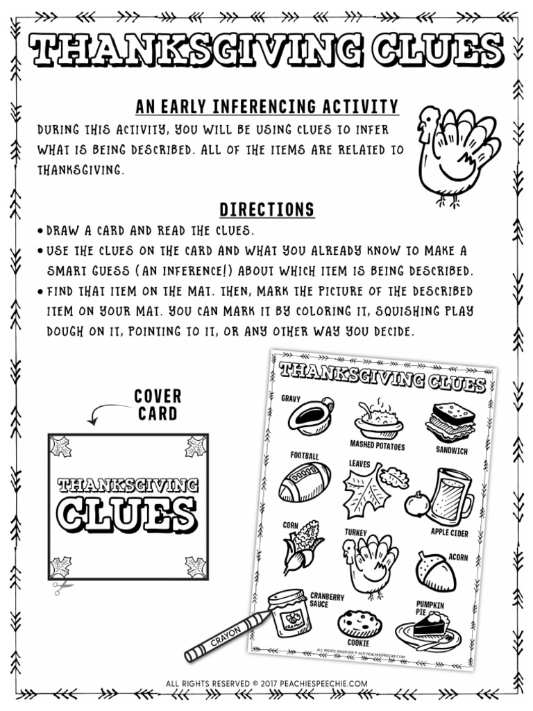 Thanksgiving Clues by Peachie Speechie | PDF