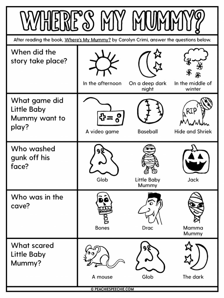 Where's My Mummy Activities by Peachie Speechie | PDF