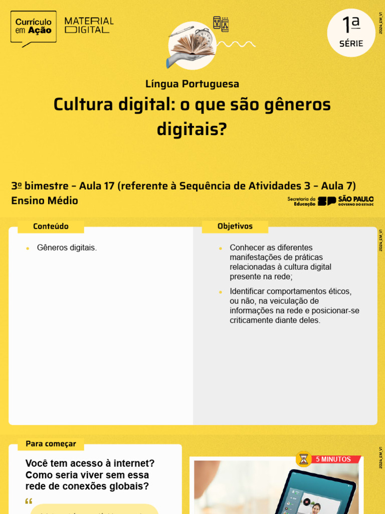 Cultura Digital: o Que São Gêneros Digitais?: Língua Portuguesa | PDF