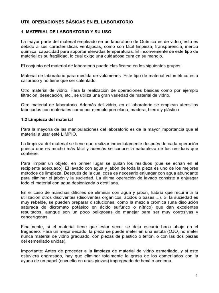 Ut6-Operaciones Básicas de Laboratorio | PDF