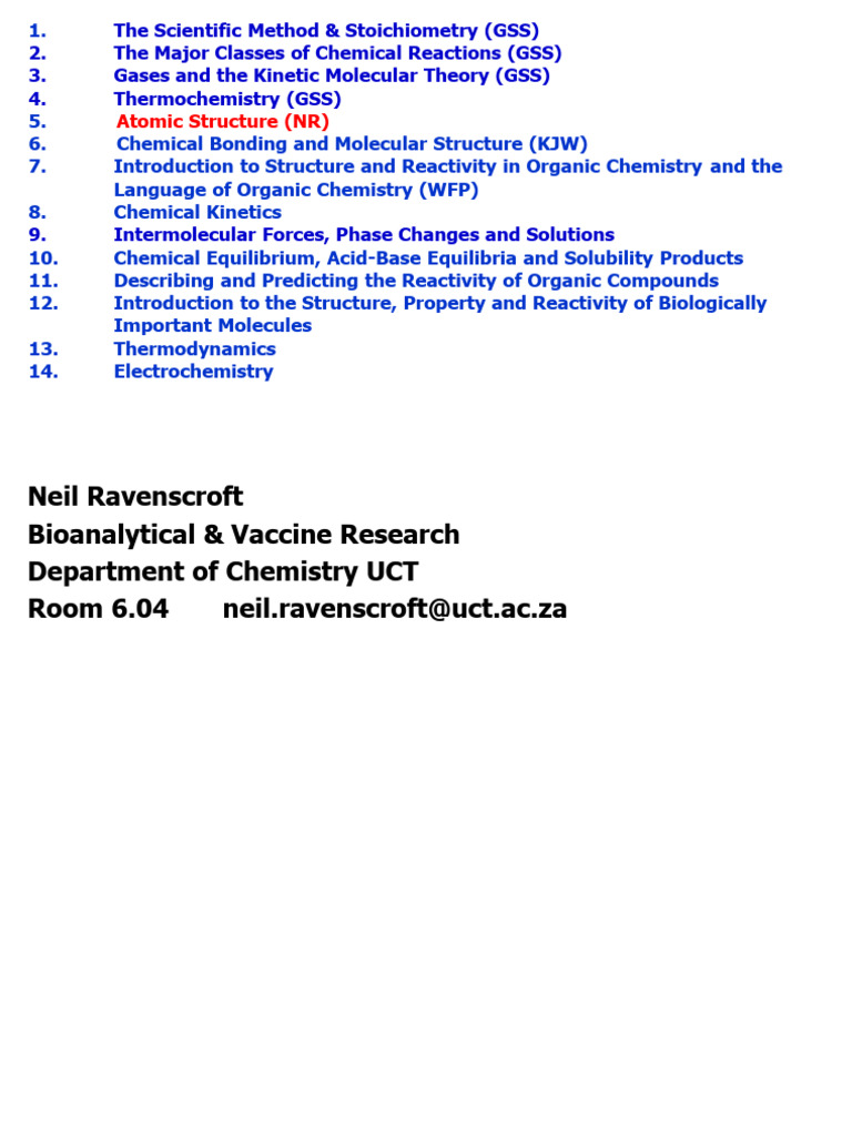 CEM1000W 5.+Atomic+Structure Ch+7 Lectures+1-4+Handout | PDF