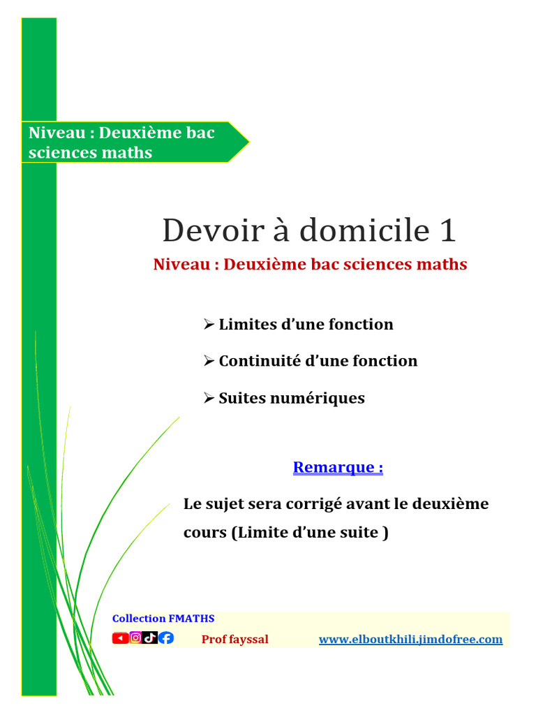 Devoir À La Maison 01-2bac-SM - 2025 | PDF