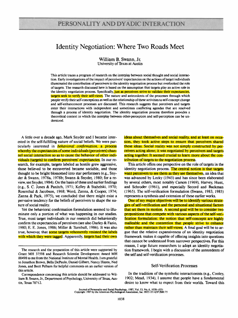 Identity Negotiation-Where Two Roads Meet | PDF