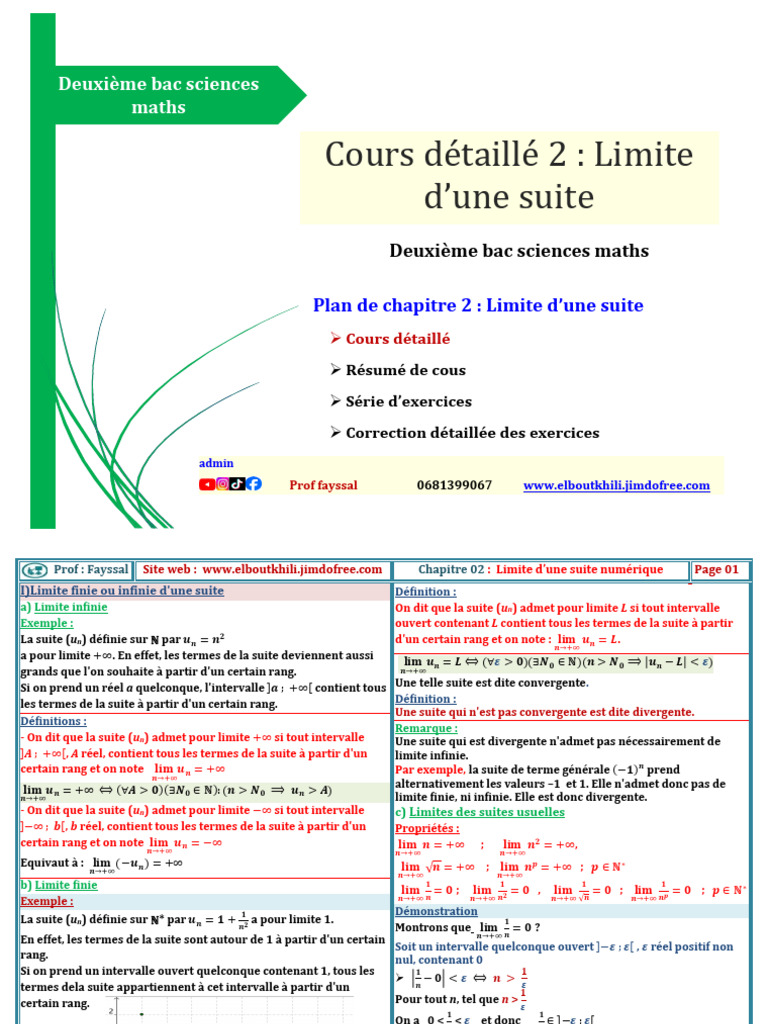 Cours Limite Suite 2bac SM | PDF