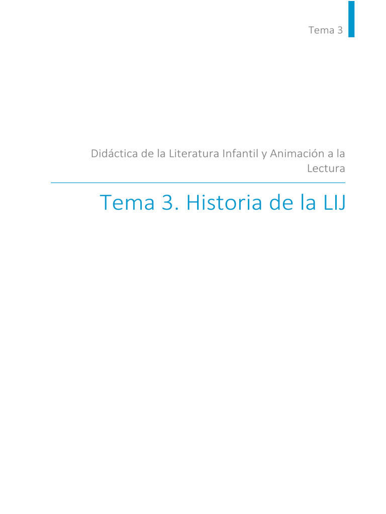 Tema 3. Historia de La LIJ | PDF