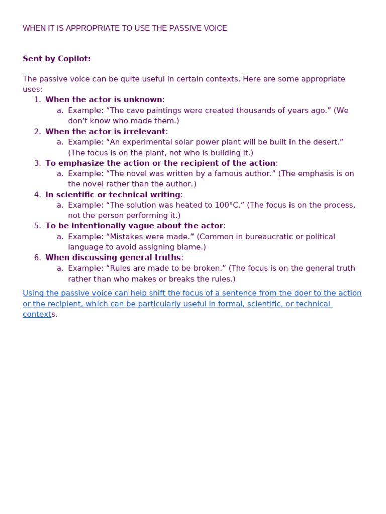 Appropriate Uses of Passive Voice | PDF