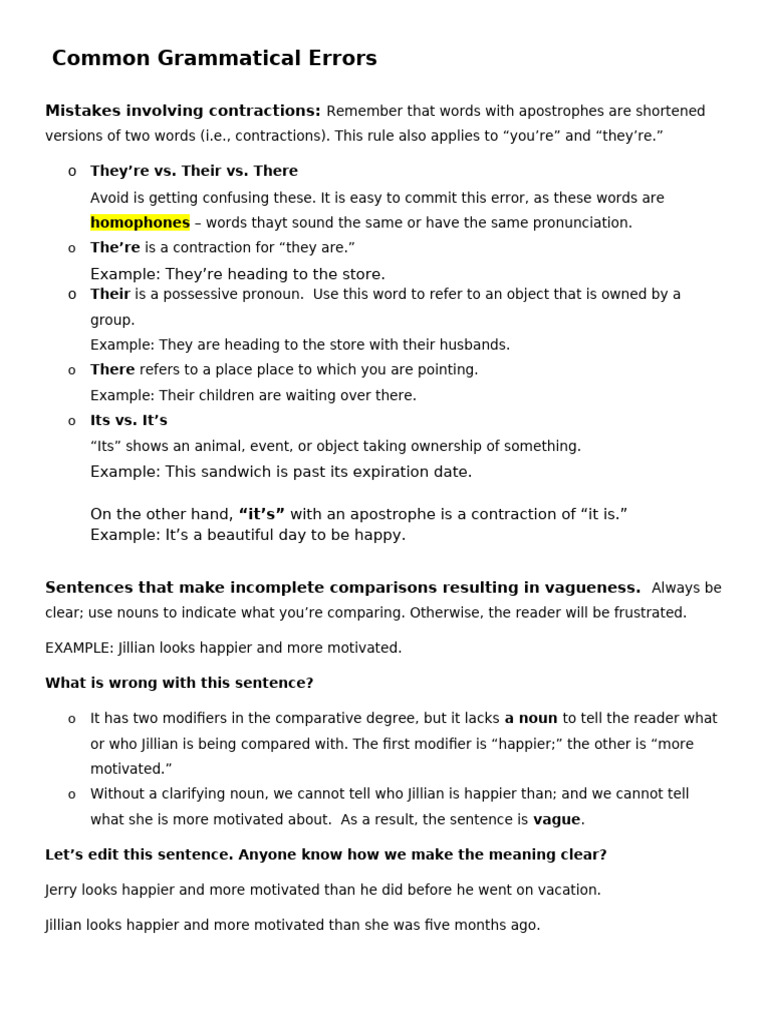 Common Grammatical Errors | PDF Common Grammatical Errors | PDF