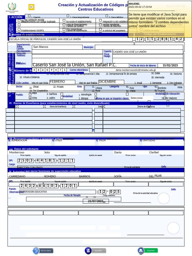 ACI-FOR-01-VER-3, Actualización de Códigos - PDF Clari | PDF