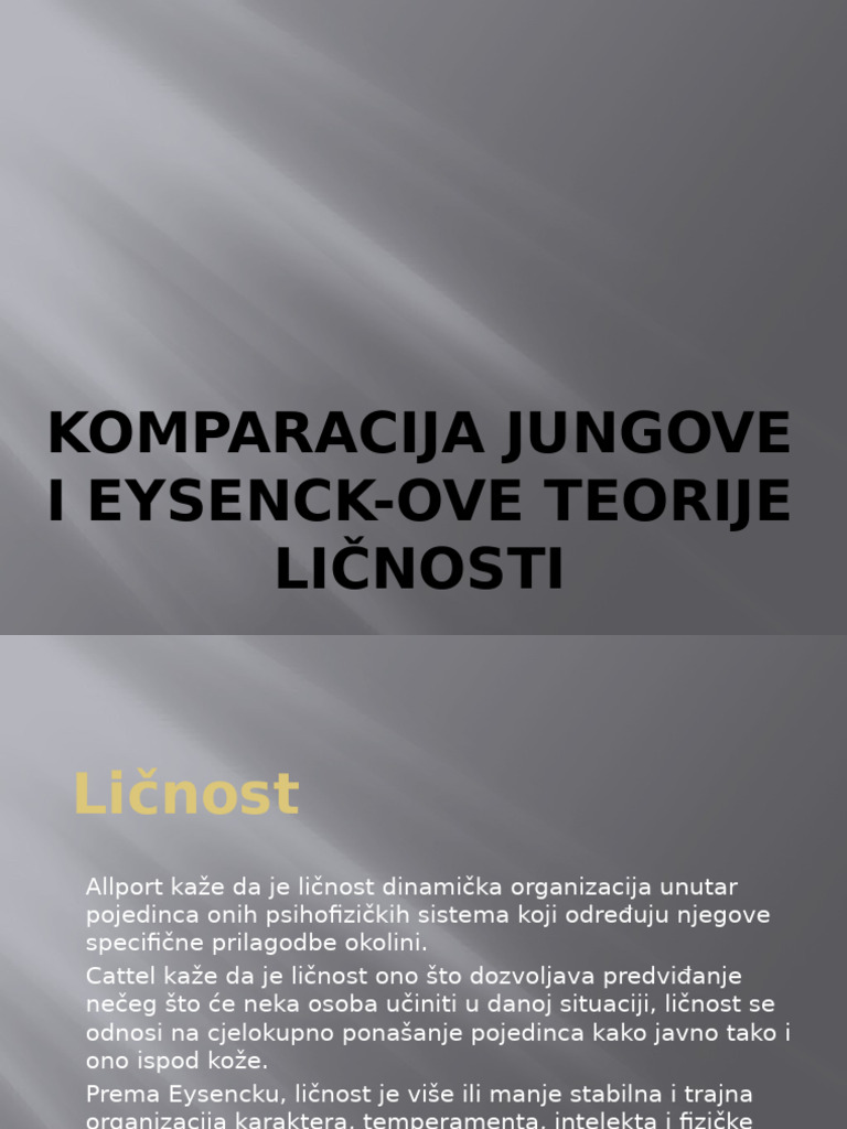 Komparacija Jungove I Eyesenckove Teorije | PDF