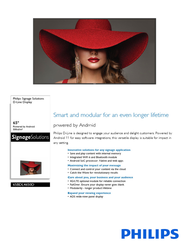 Brochure Philips 65BDL4650D | PDF