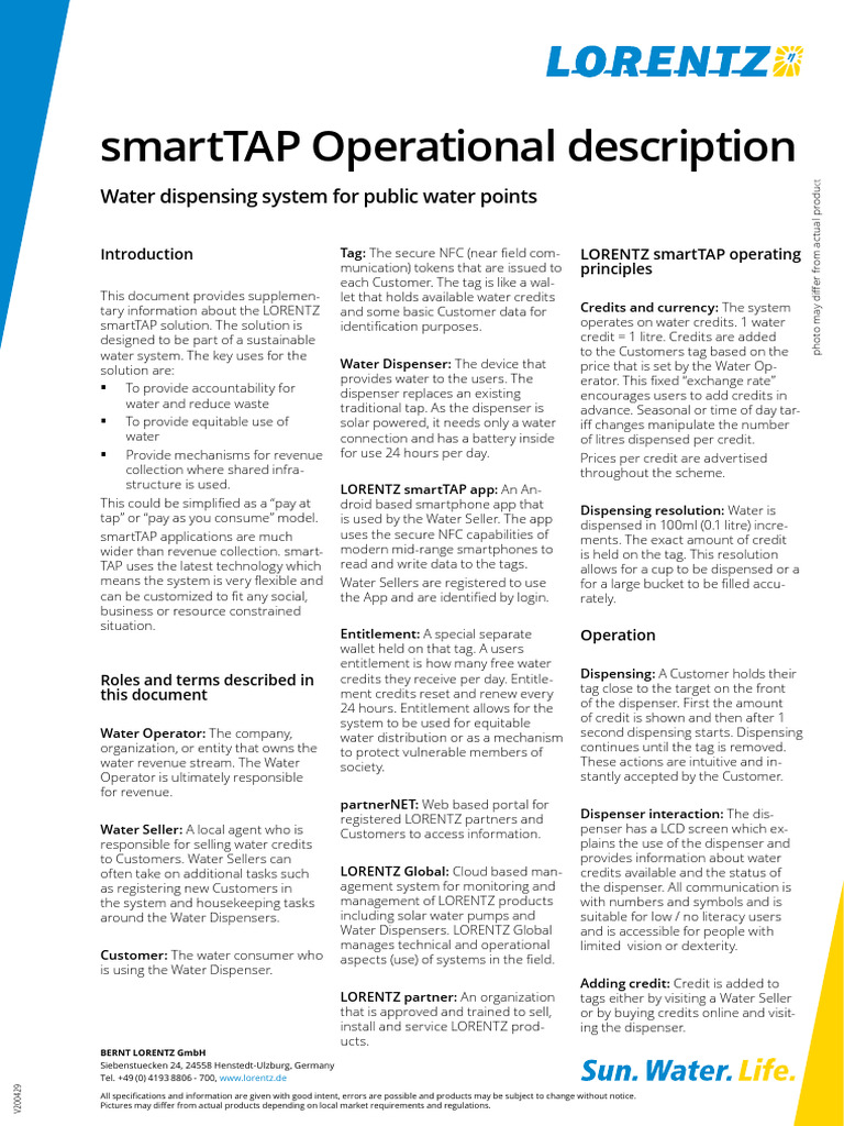 Lorentz Smarttap Businessmodels 200429 | PDF