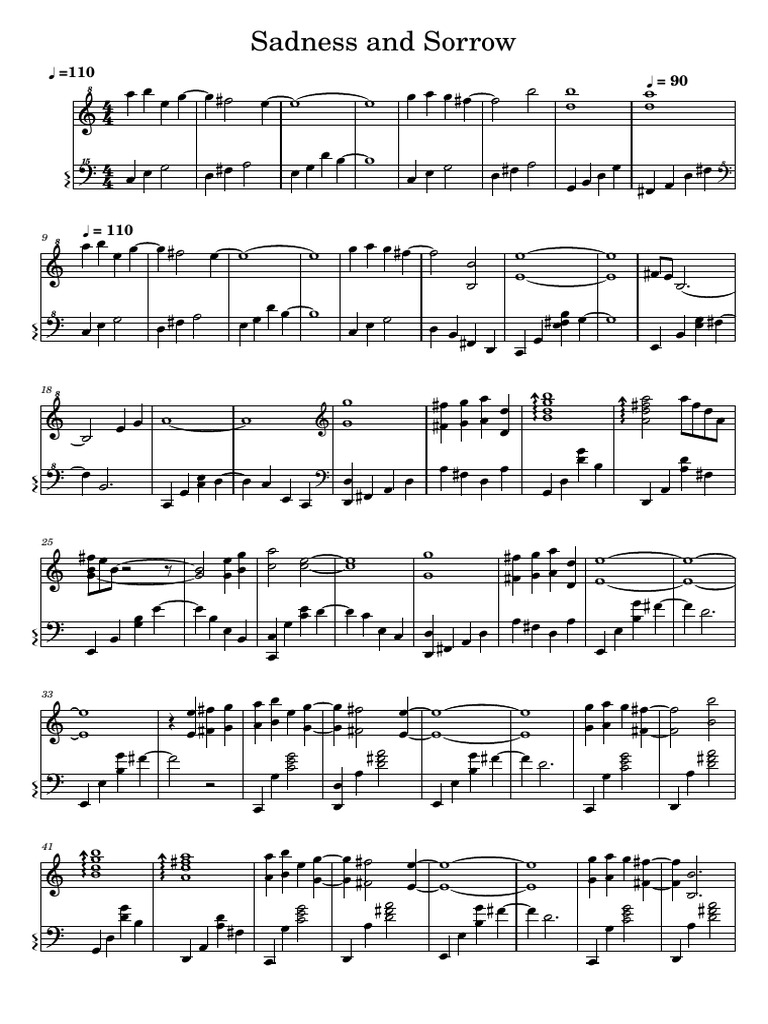 sadness and sorrow sheet | PDF