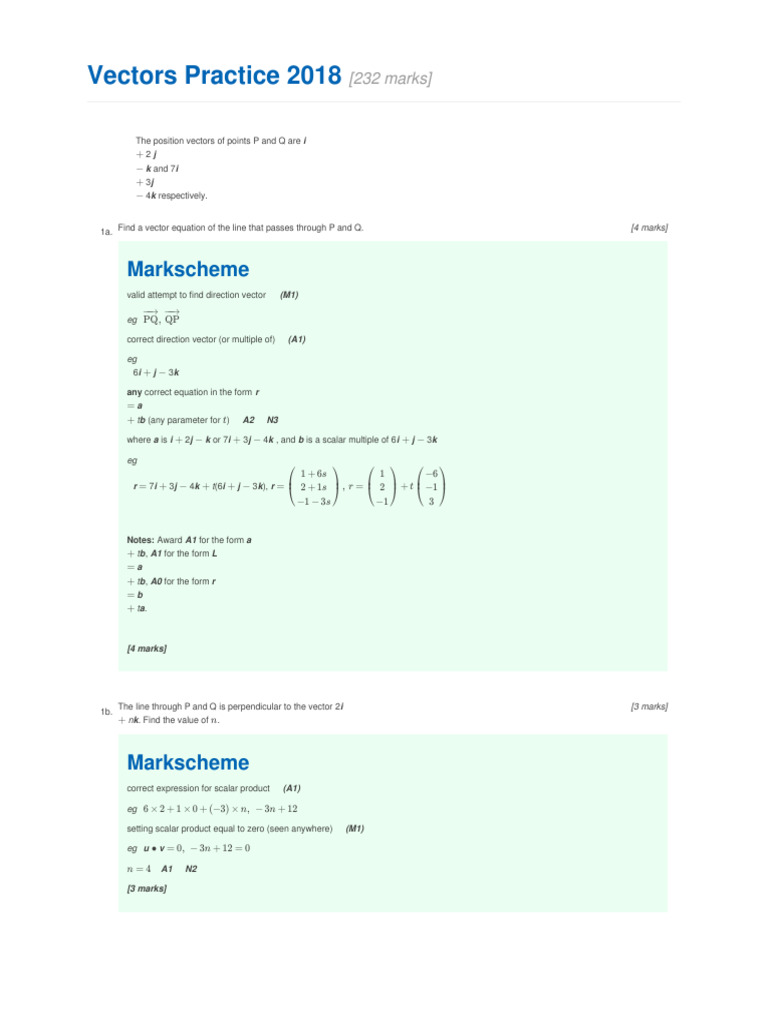 Vectors Practice 2018 Key | PDF