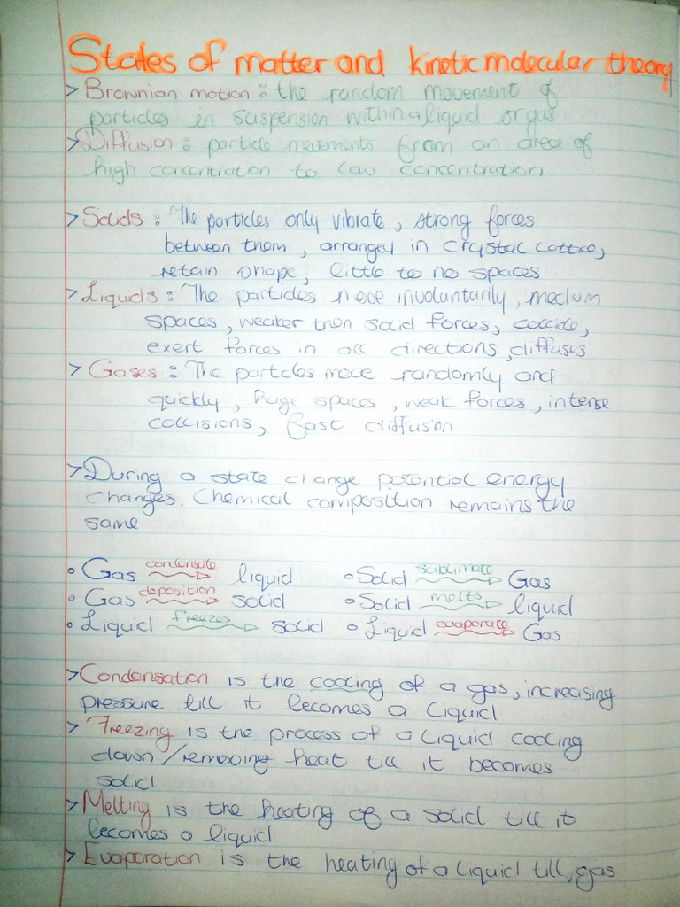 Chemistry_ States of Matter and Kinetic Theory Notes (Highschool Level ...