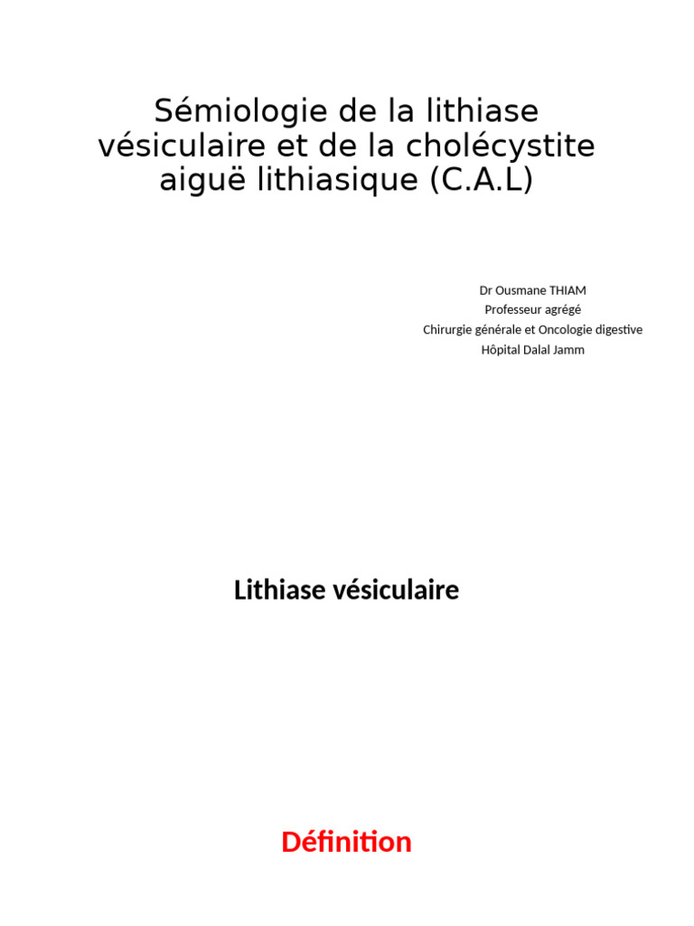 Lithiase Vésiculaire Et Cholécystite | PDF