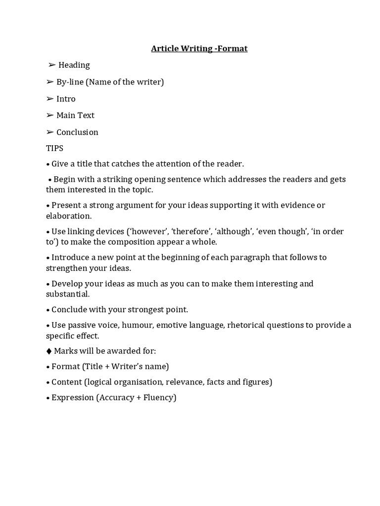 Article Writing Tips | PDF