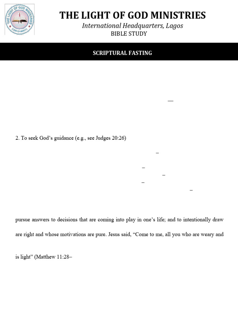 The Light of God Ministries Bible Study | PDF