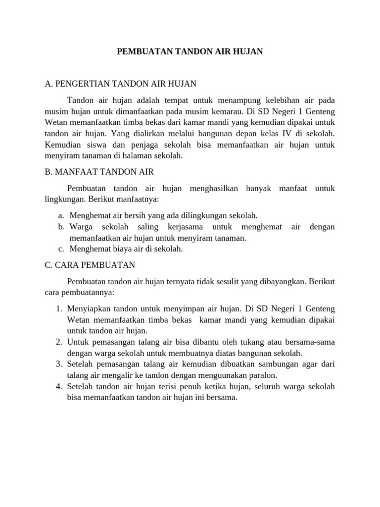 TANDON AIR HUJAN | PDF