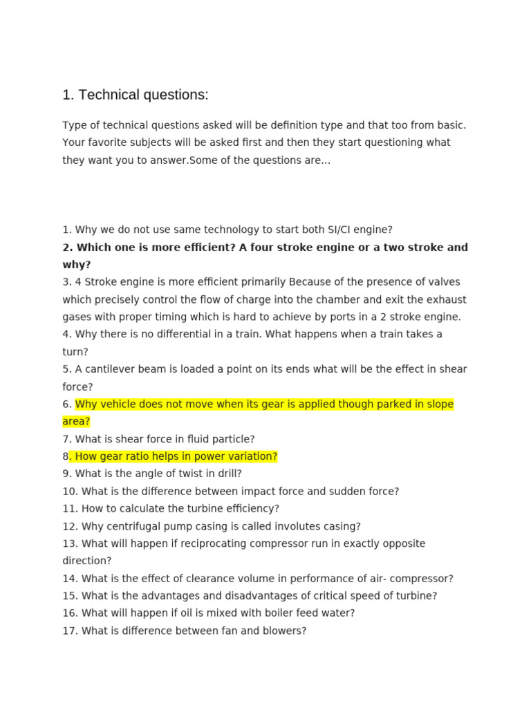 Mechanical Questions | PDF