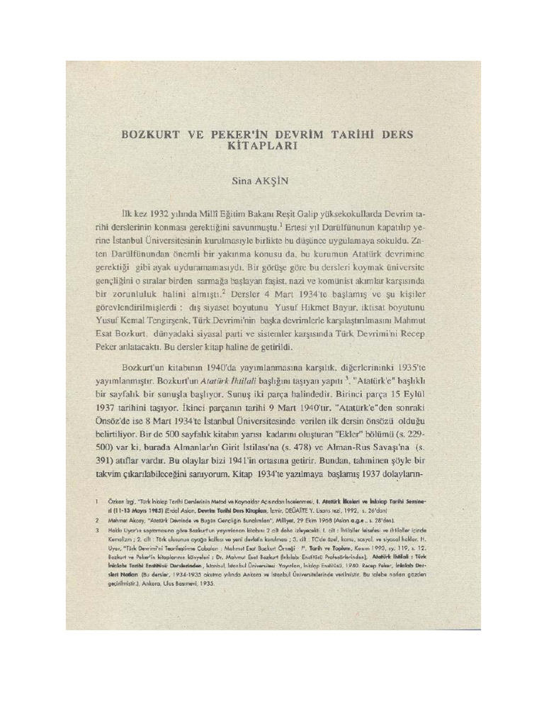 Kemalismus Bozkurt Ve Peker in Devrim Tarihi Ders Kitaplar. | PDF