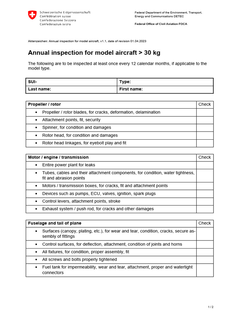 Checklist - Annual Inspection | PDF