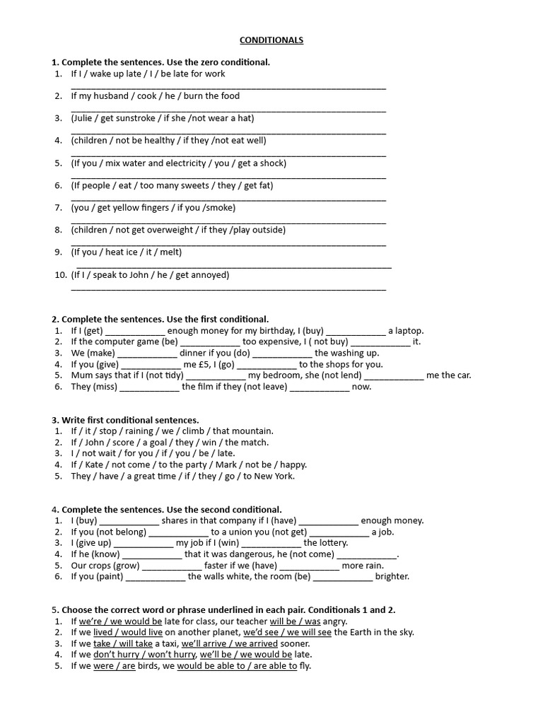 Activities Conditionals 0, 1, 2, 3 | PDF