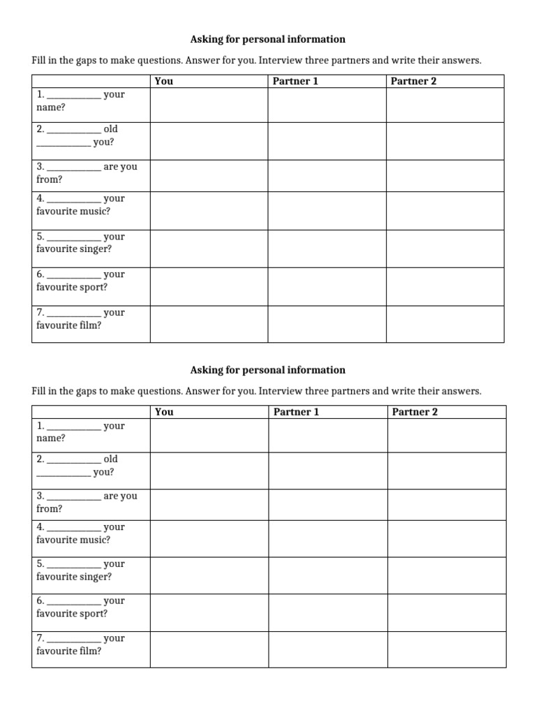 Asking For Personal Information | PDF