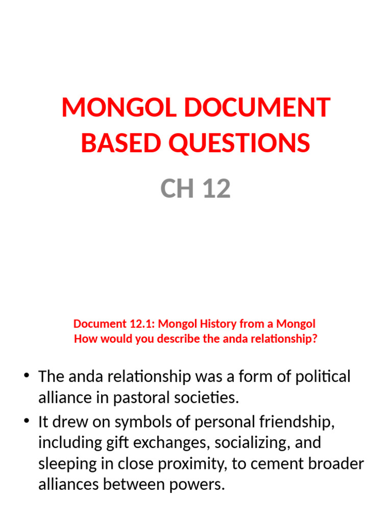 Mongol Document Based Questions | PDF