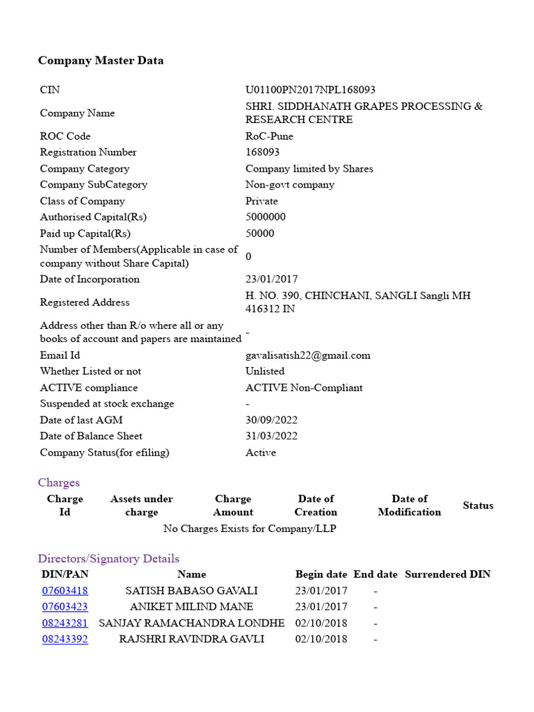 Ministry of Corporate Affairs - MCA Services | PDF