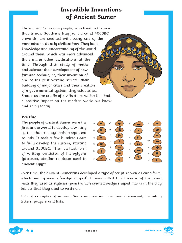 Incredible Inventions of Ancient Sumer Fact Sheet Medium Ability | PDF