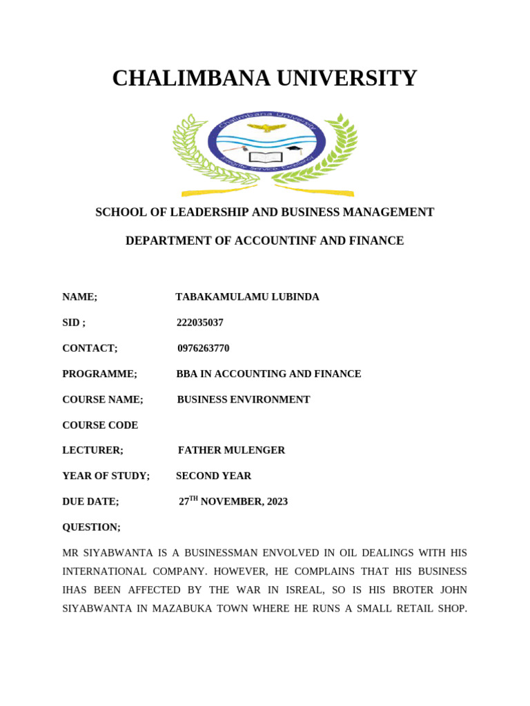 Chalimbana University | PDF