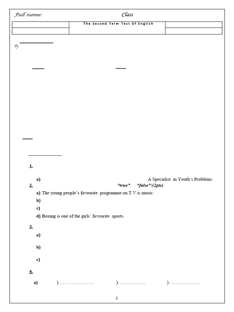 1year Test | PDF