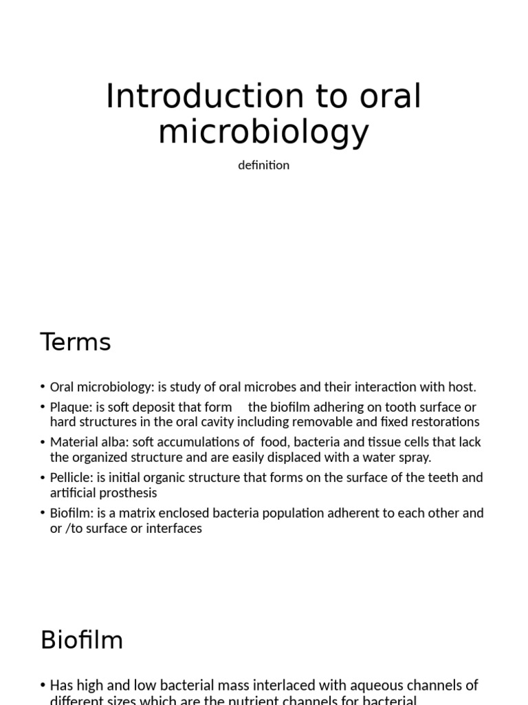 Introduction To Oral Microbiology | PDF