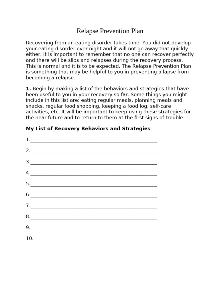 ED Relapse Prevention Plan | PDF
