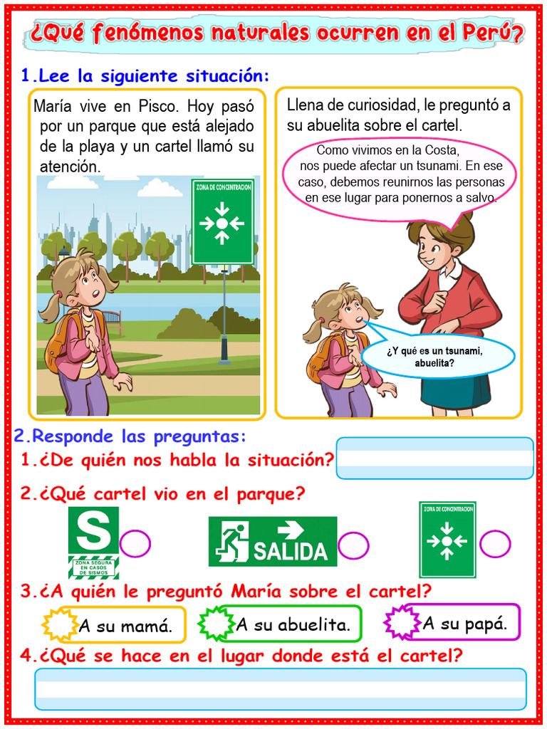 Ficha Conocemos Los Fenómenos Naturales Que Ocurren en El Perú Maestra ...