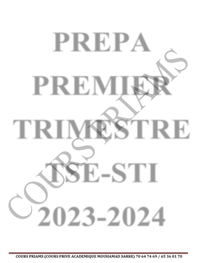 Sujets de Prepa Tri 1 2024 Tse Sti Maths | PDF
