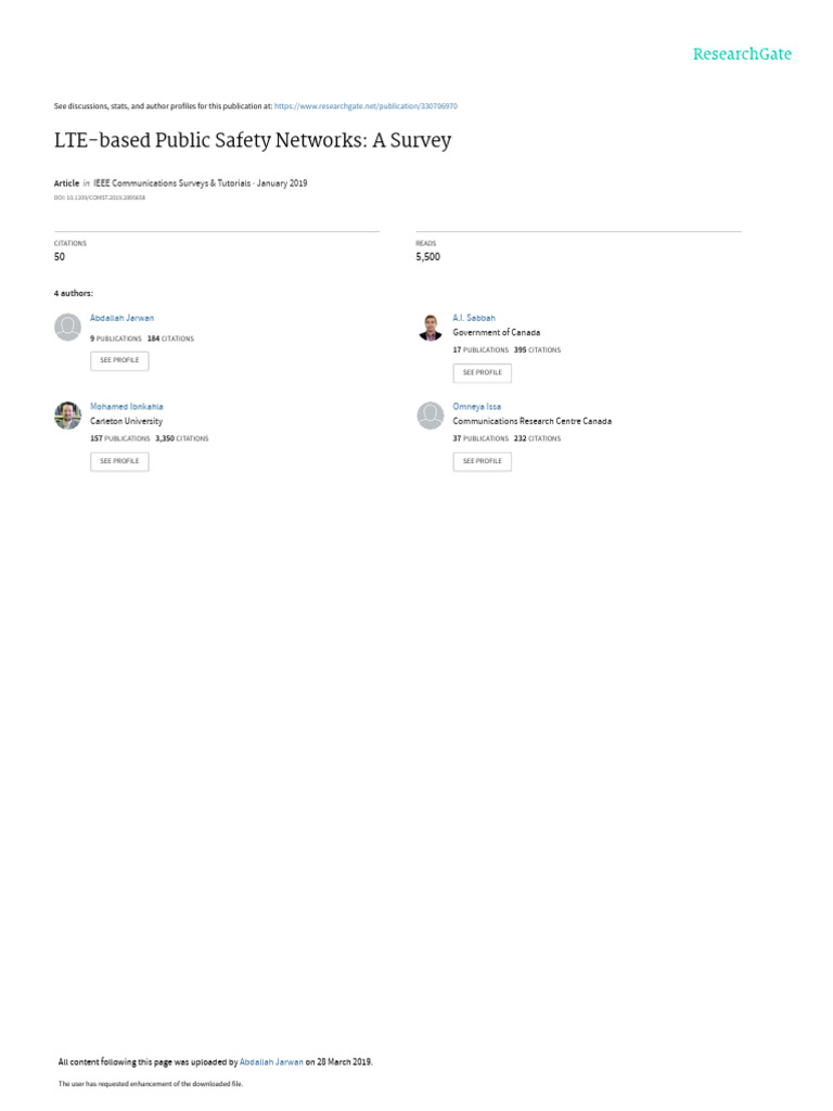 LTE-based Public Safety Networks: A Survey: IEEE Communications Surveys ...