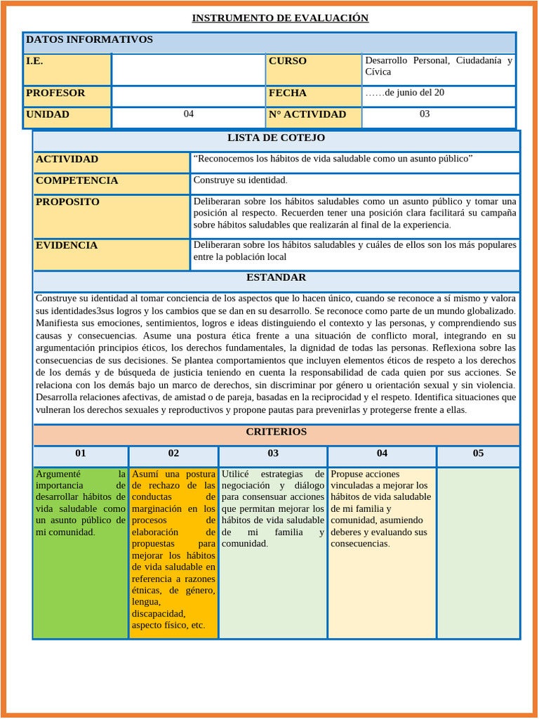 (3y4) 4 Instrumento de Eval. de DPCC | PDF
