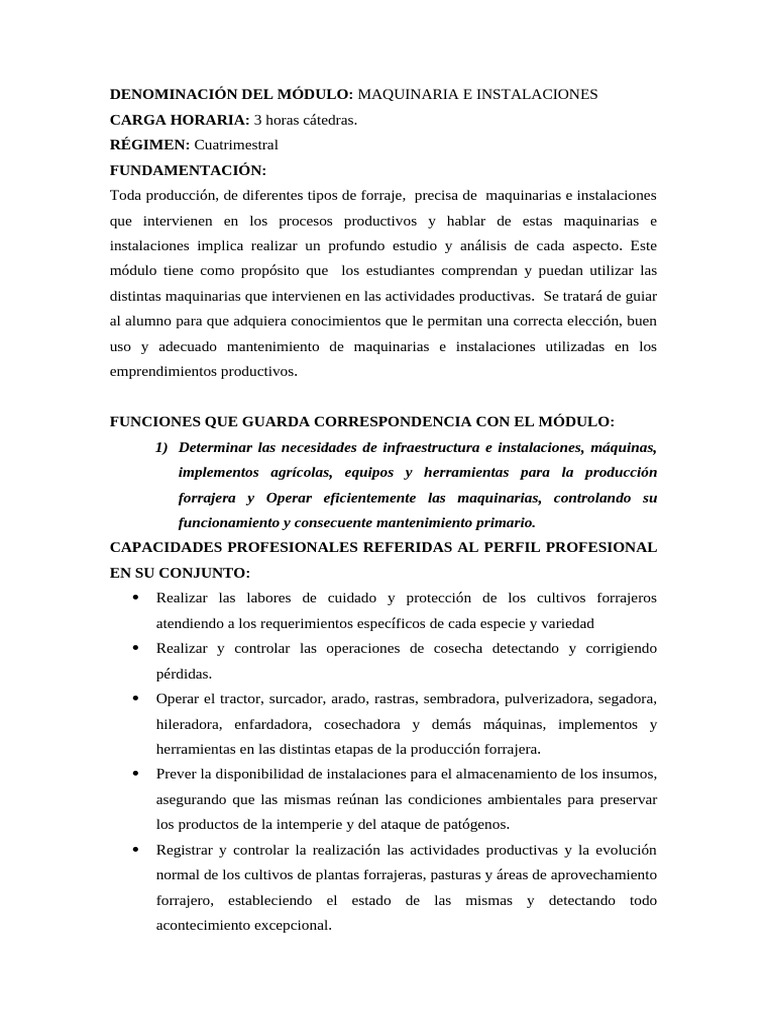 Modulo de Maquinaria e Instalaciones | PDF | Agricultura | Cosecha