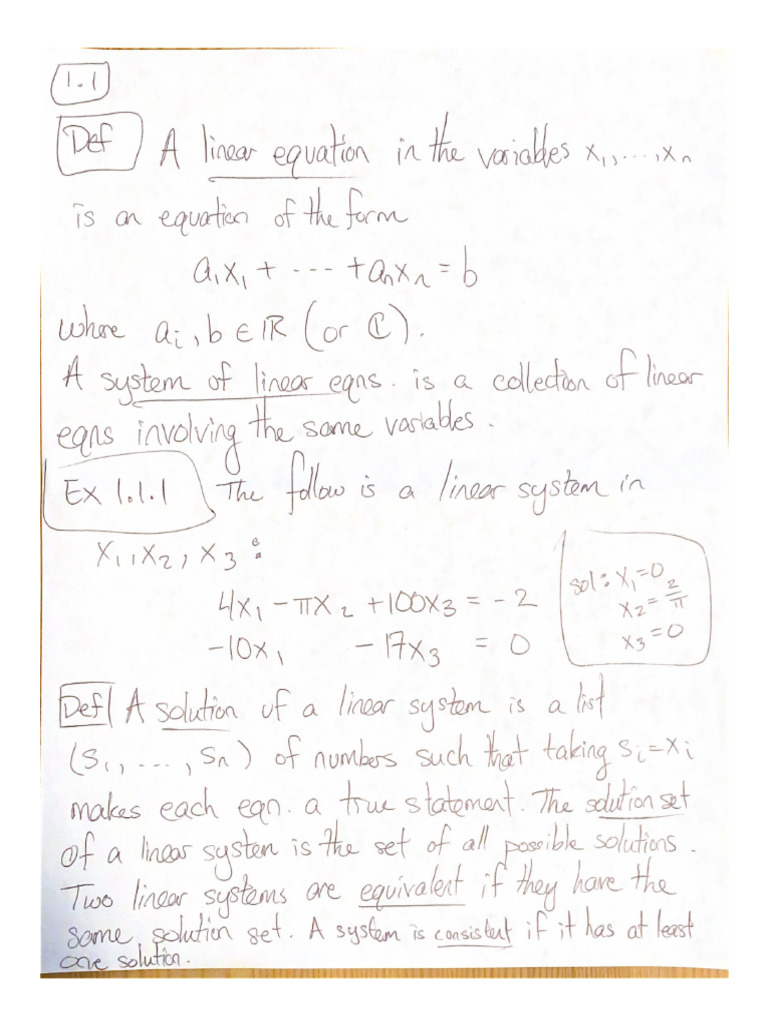 Linear Algbera notes | PDF