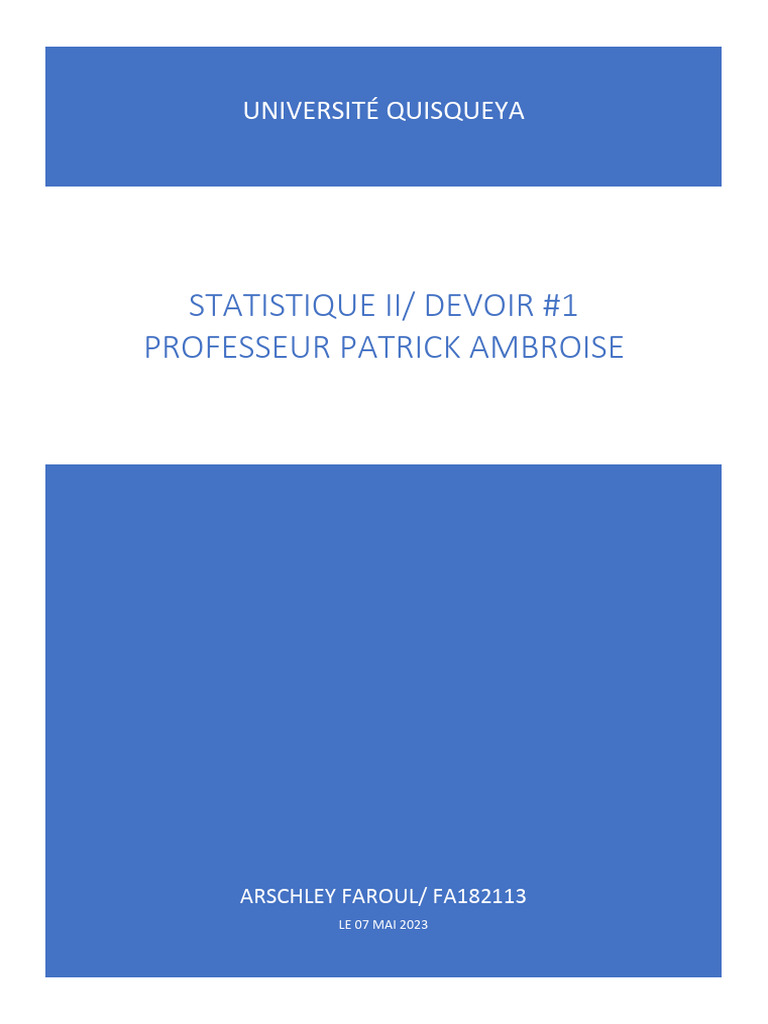 Devoir (1) Stat II | PDF