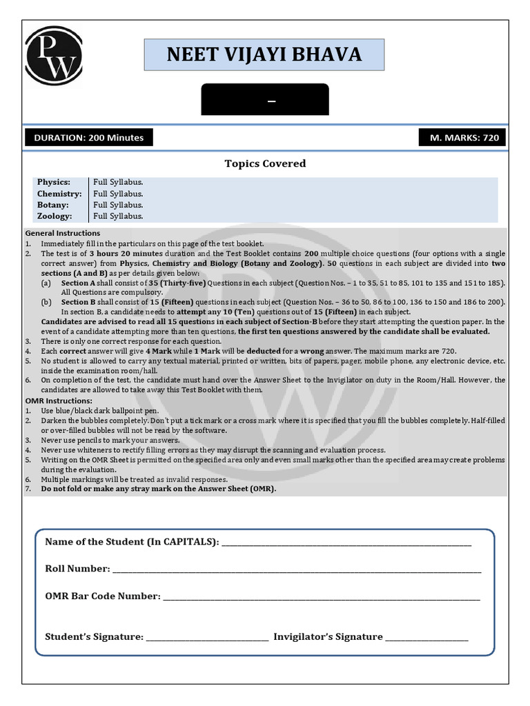 Neet Vijay Series 3 | PDF