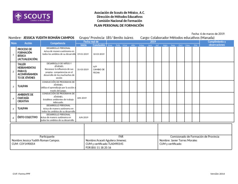 Formato Del Plan Personal de Formación | PDF | Modificación de comportamiento | Aprendizaje