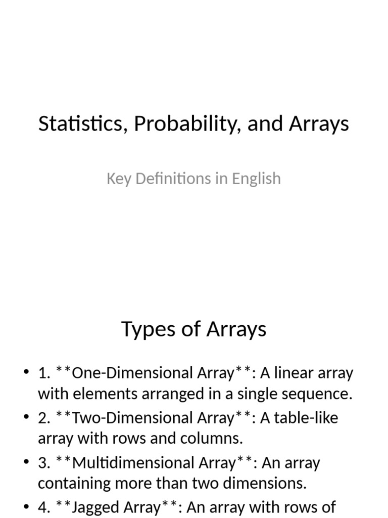 Statistics Probability and Arrays Definitions | PDF