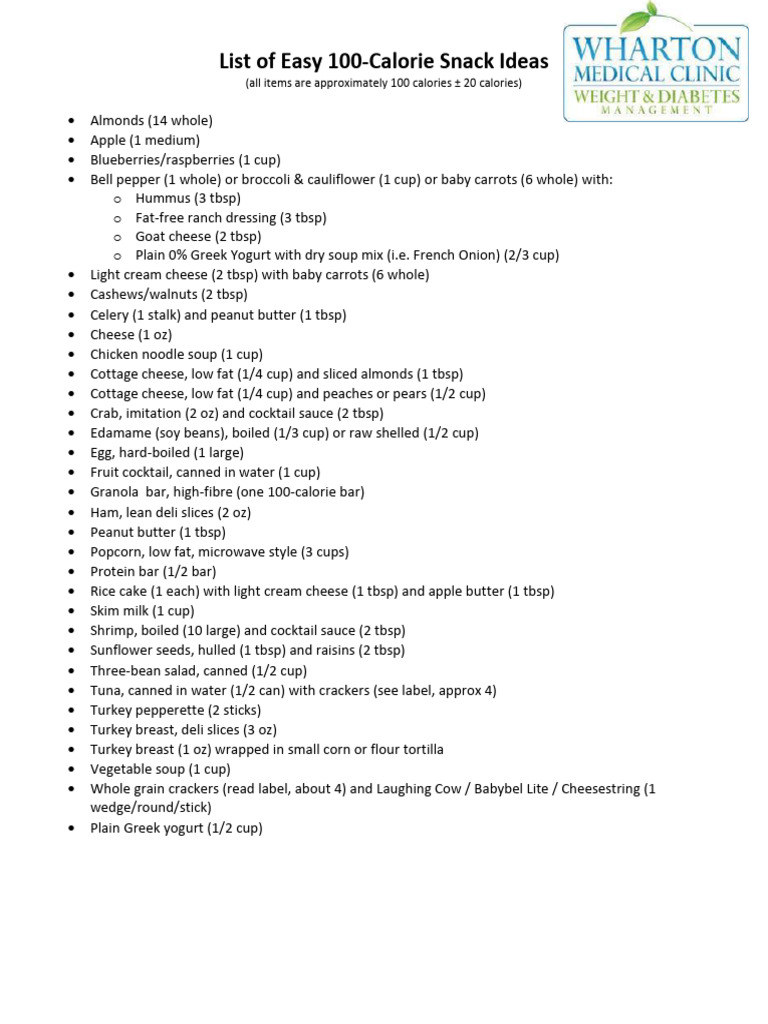 100 Calorie Snack Ideas 2 | PDF